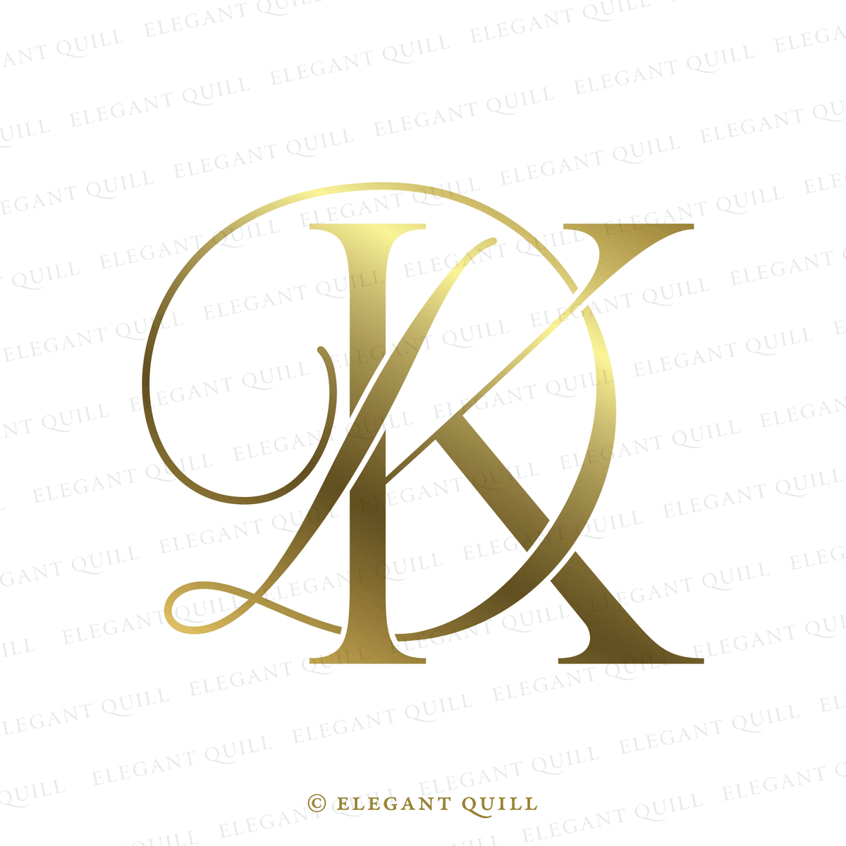 2 Letter Logo, DK Initials – Elegant Quill