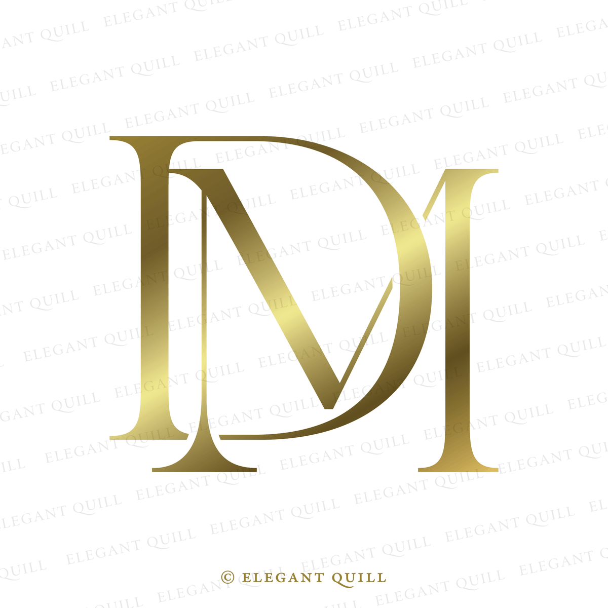 2 Letter Logo, DM Initials – Elegant Quill