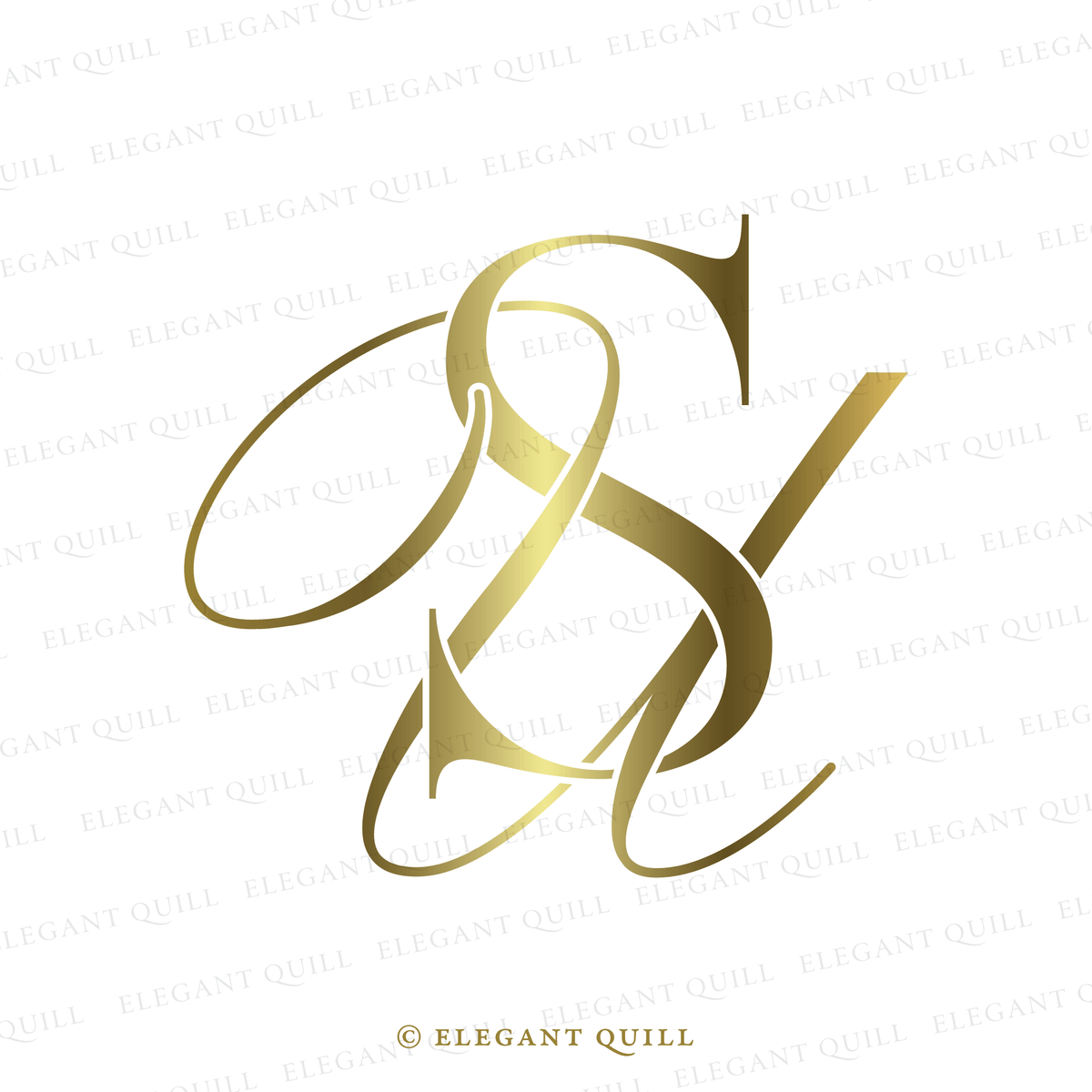 2 Letter Logo, US Initials – Elegant Quill