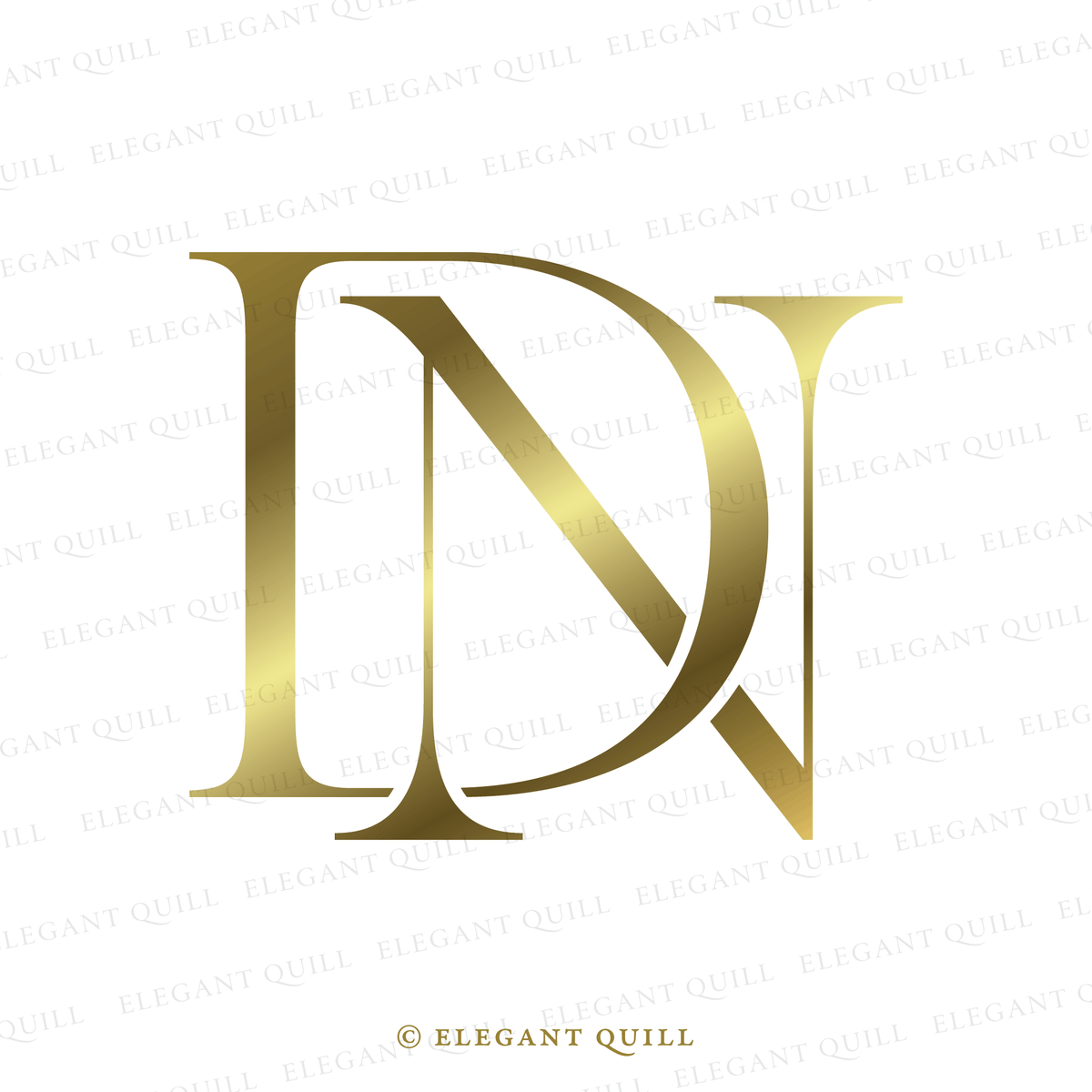 2 Letter Logo Design, DN Initials – Elegant Quill