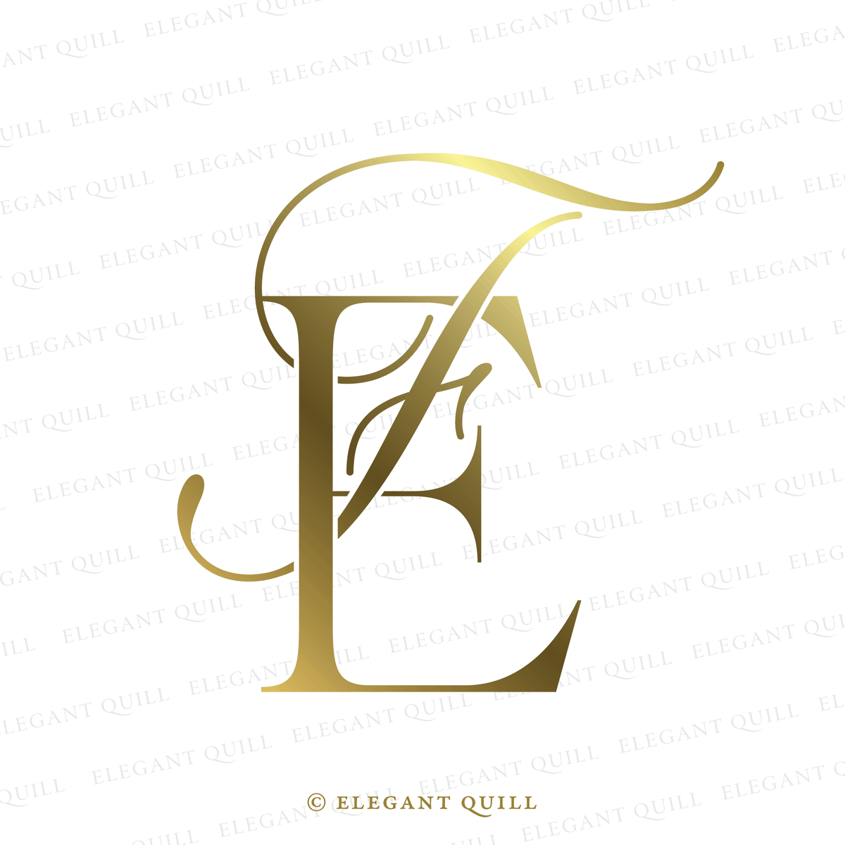 2 Letter Logo Design, FE Initials – Elegant Quill
