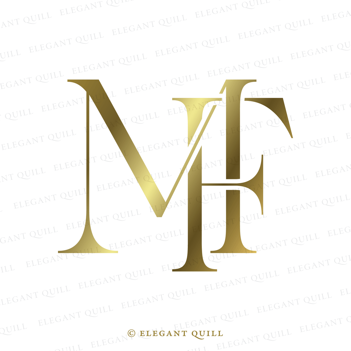 2 Letter Logo Design, FM Initials – Elegant Quill