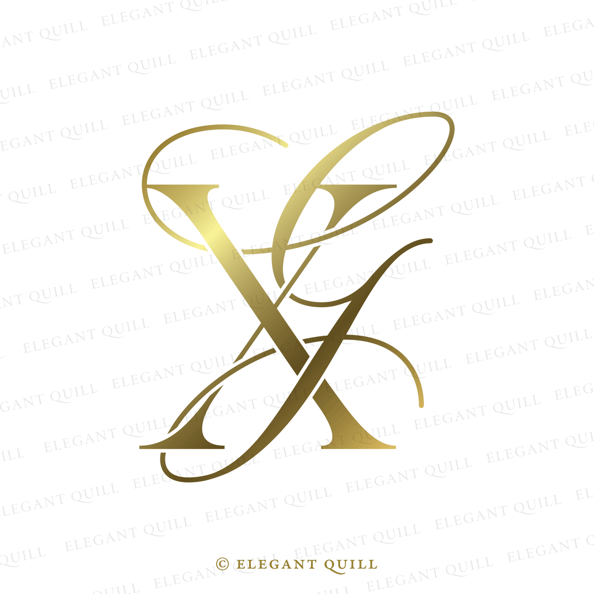 2 Letter Logo Design, GX Initials – Elegant Quill