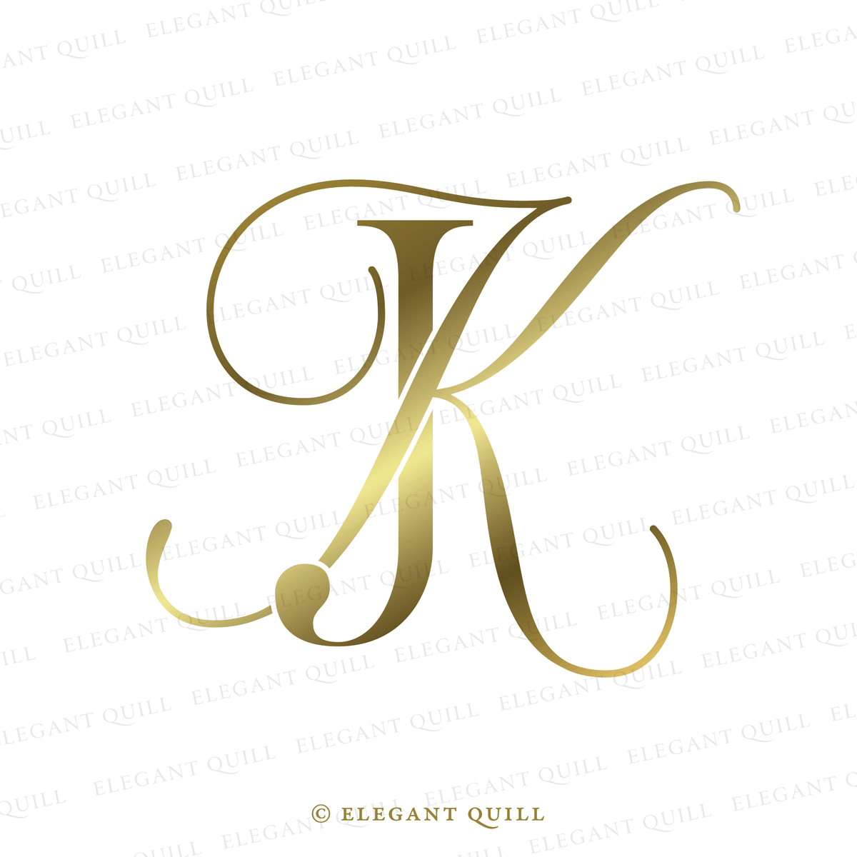 2 Letter Logo Design, KJ Initials – Elegant Quill