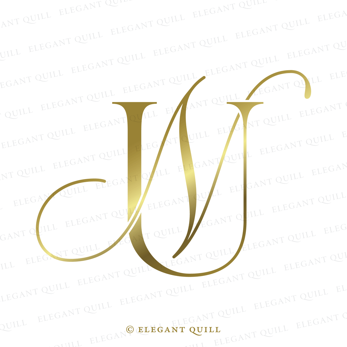 2 Letter Logo Design, NU Initials – Elegant Quill