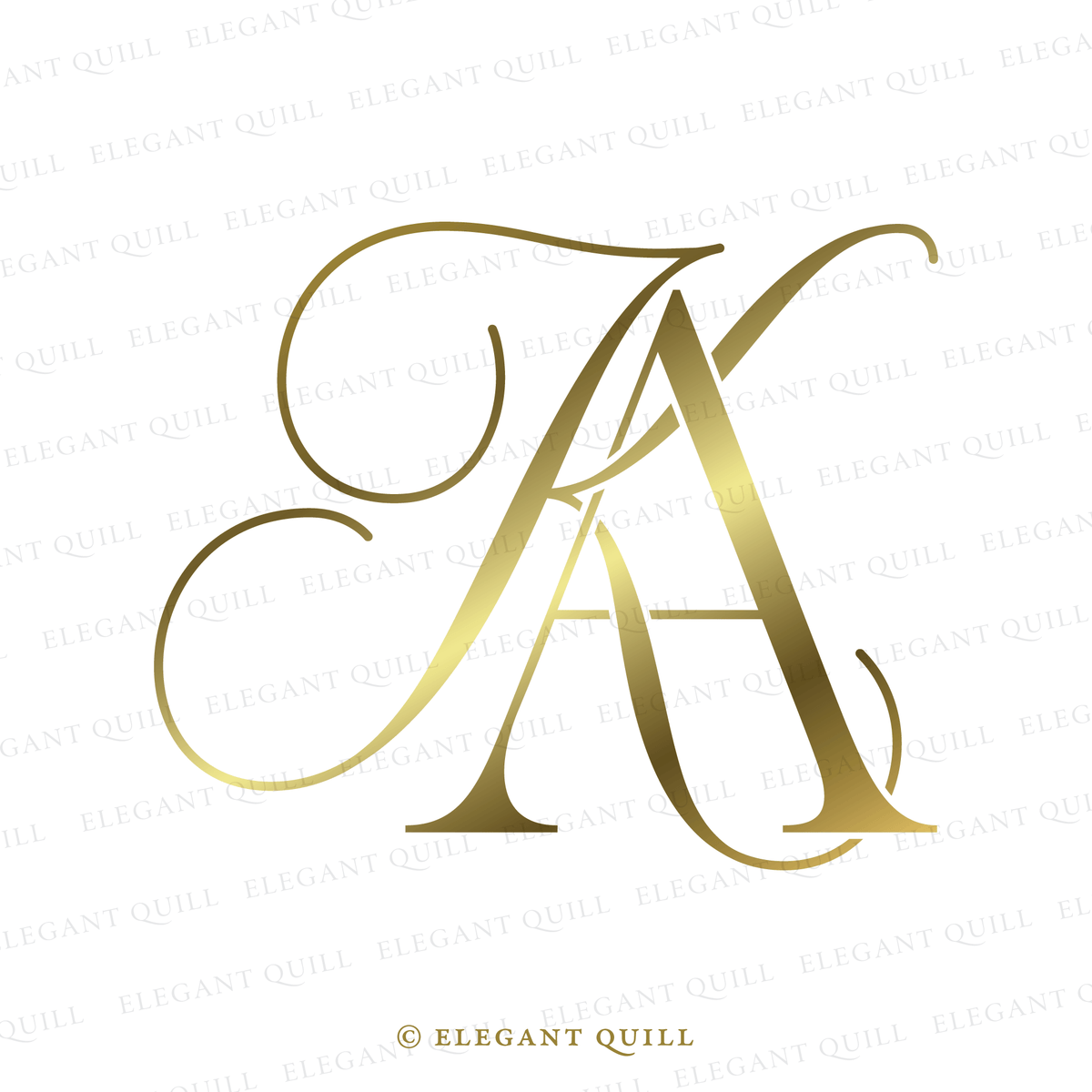 Calligraphy Logo, KA Initials – Elegant Quill