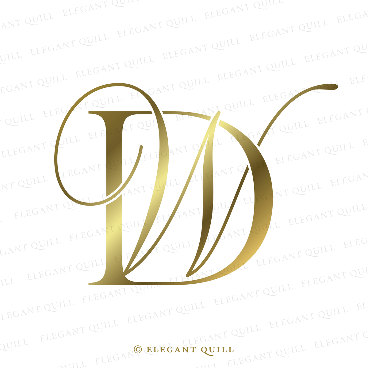 Calligraphy Logo, WD Initials – Elegant Quill