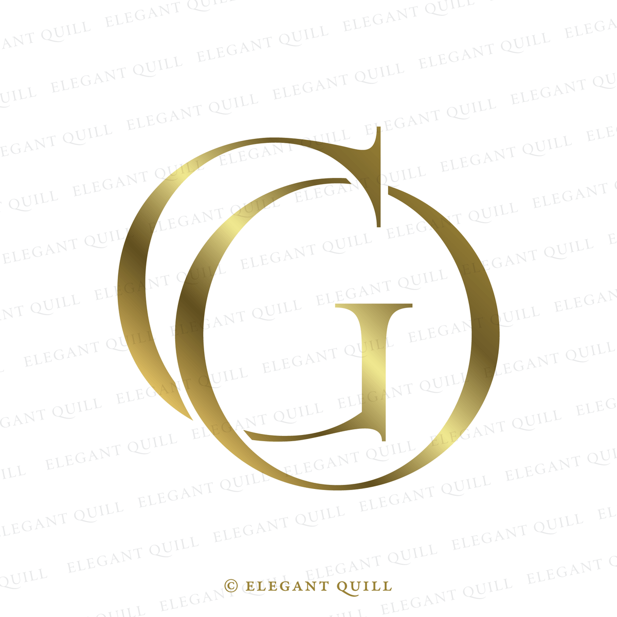 Dance Floor Monogram, GO Initials Logo – Elegant Quill