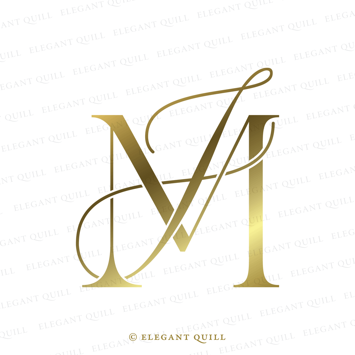 Dance Floor Monogram, JM Initials Logo – Elegant Quill