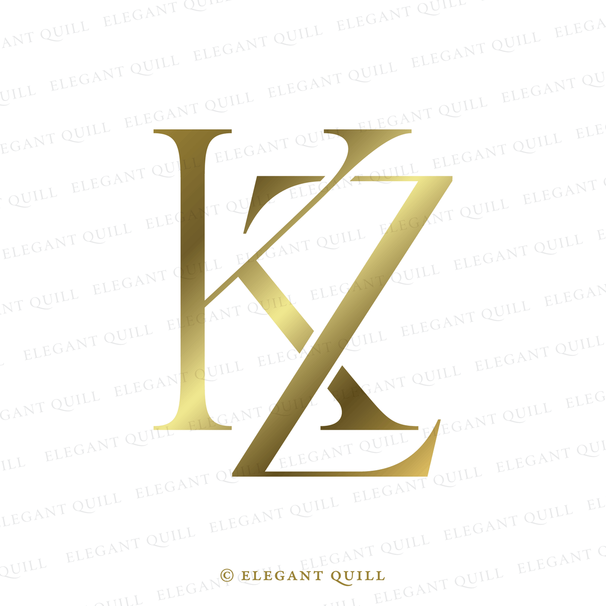 Dance Floor Monogram, KZ Initials Logo – Elegant Quill