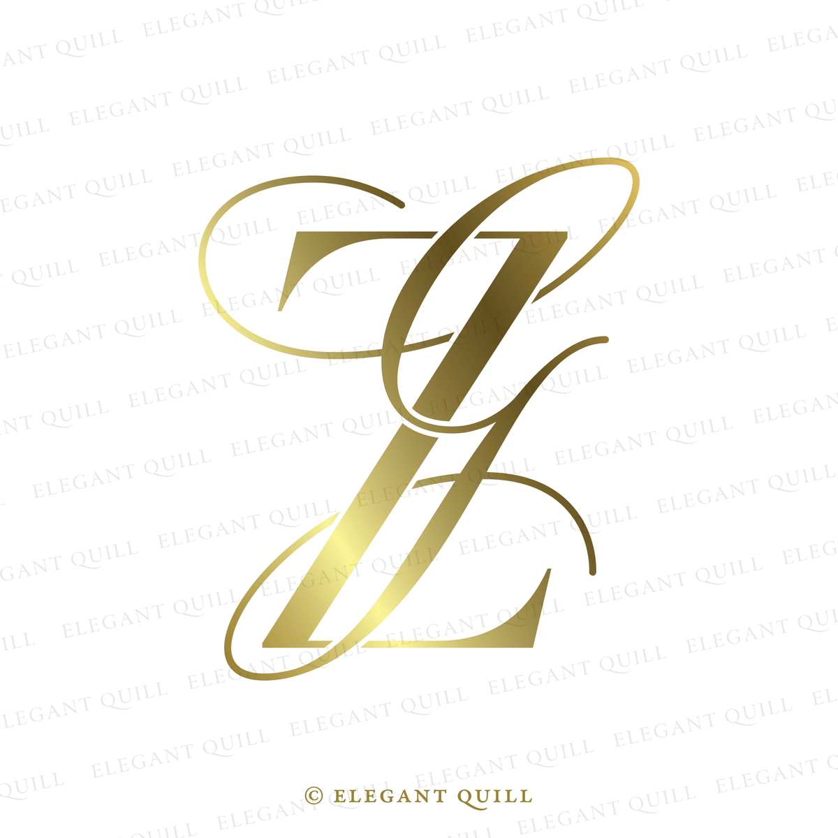 Duogram, GZ Initials Logo – Elegant Quill