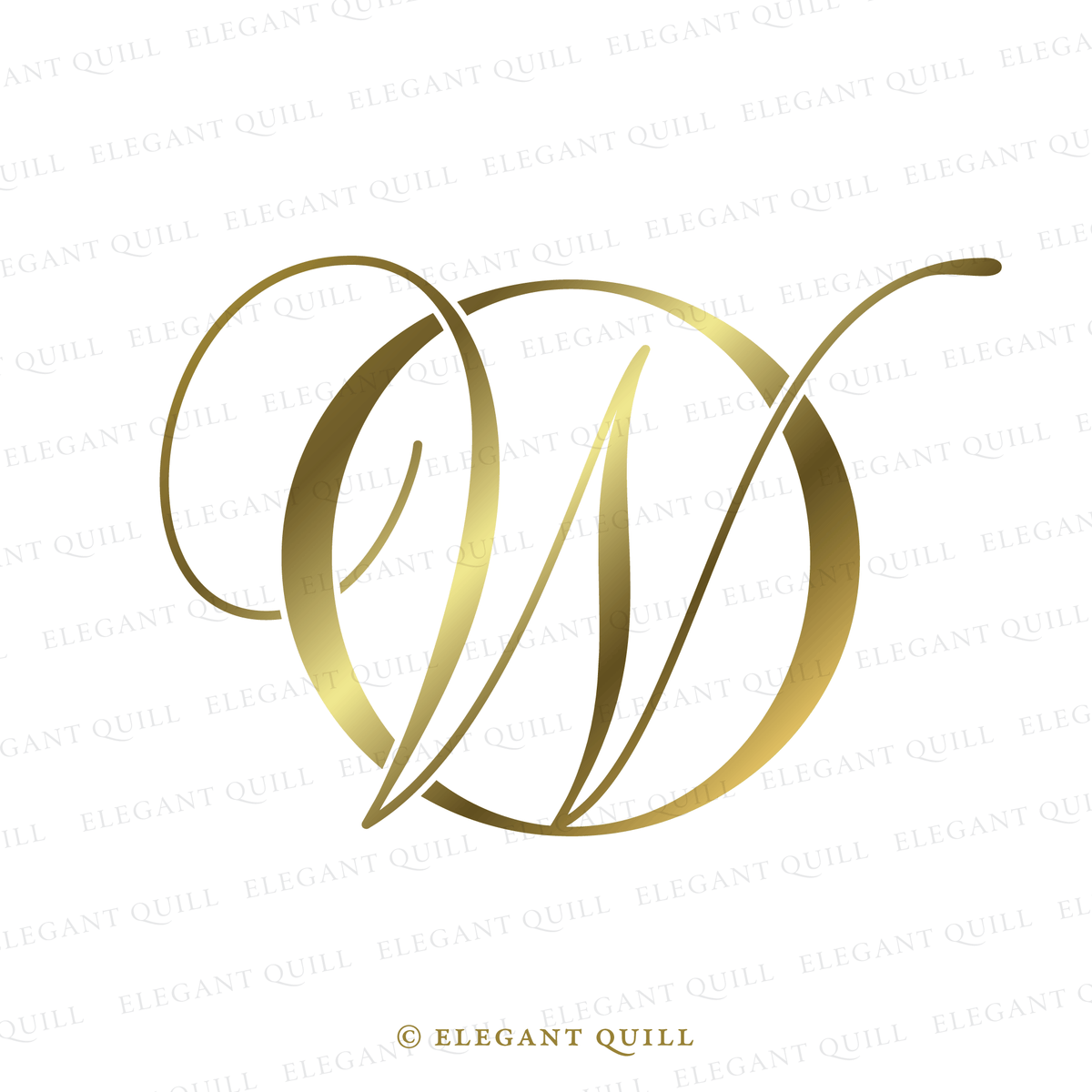 Duogram, WO Initials Logo – Elegant Quill