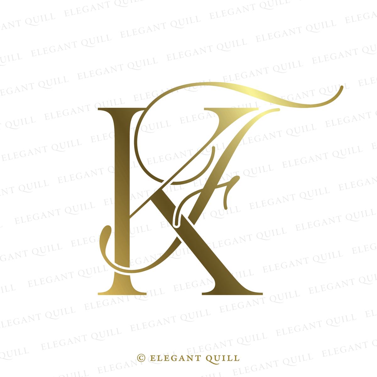 Elegant Wedding Monogram, FK Initials Logo – Elegant Quill