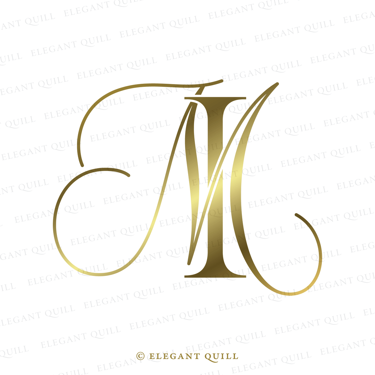 Elegant Wedding Monogram, MI Initials Logo – Elegant Quill