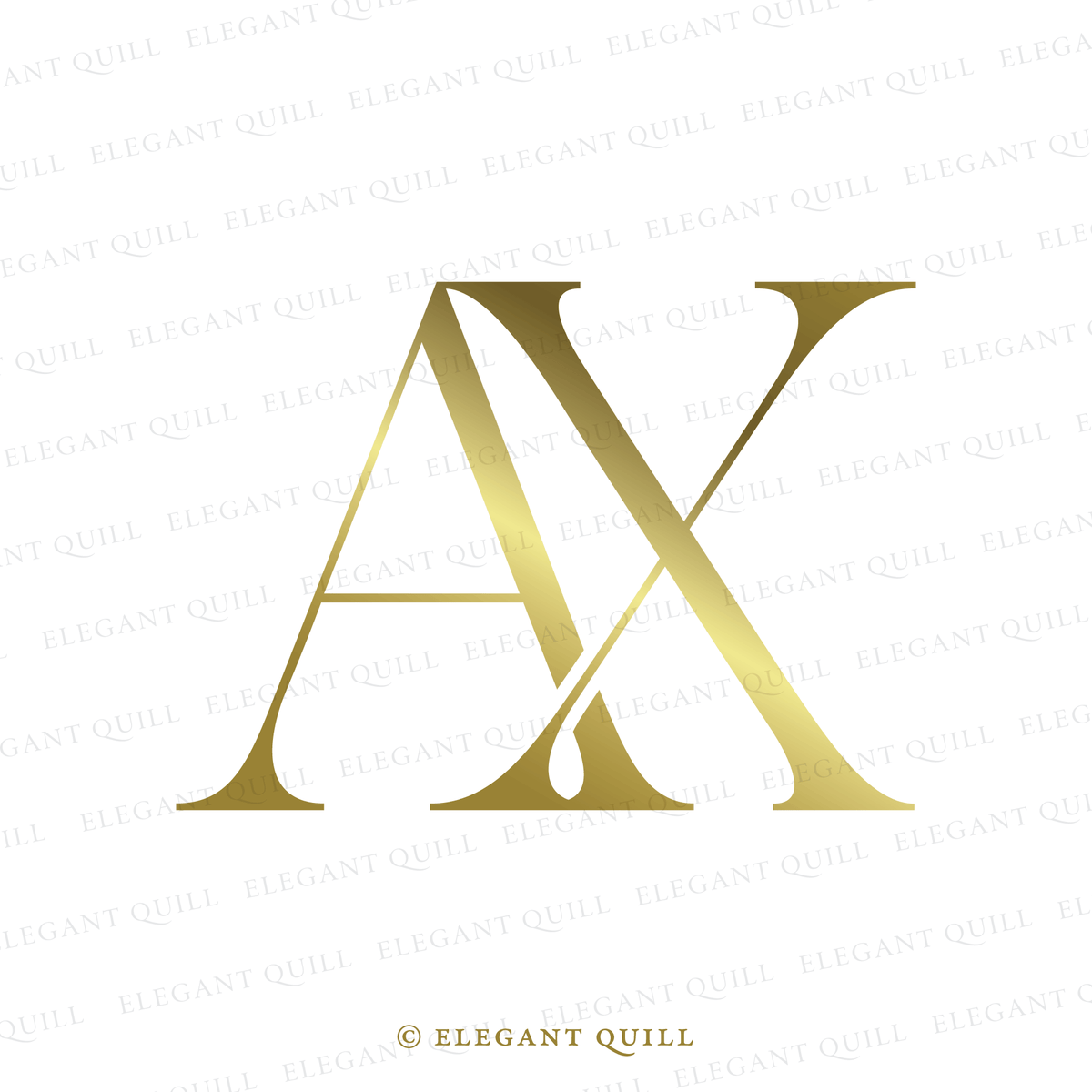 Gobo Wedding Monogram, AX Initials Logo – Elegant Quill