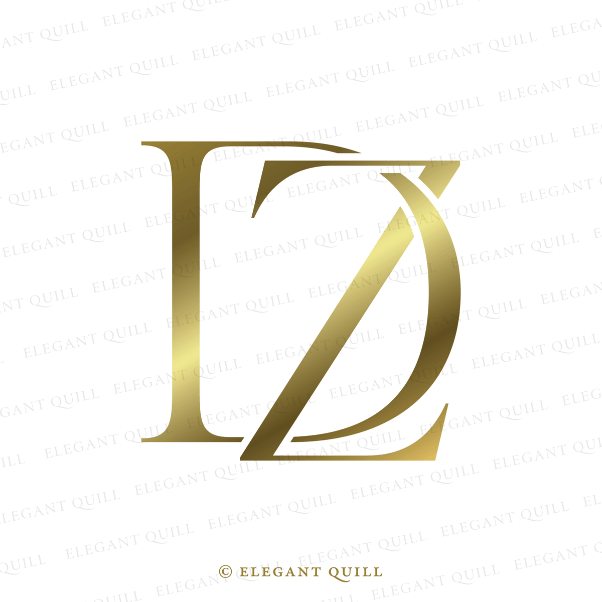 Gobo Wedding Monogram, DZ Initials Logo – Elegant Quill