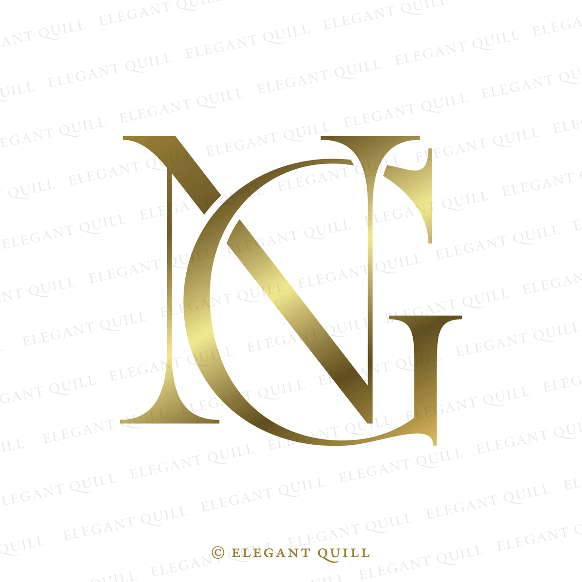 Gobo Wedding Monogram, GN Initials Logo – Elegant Quill