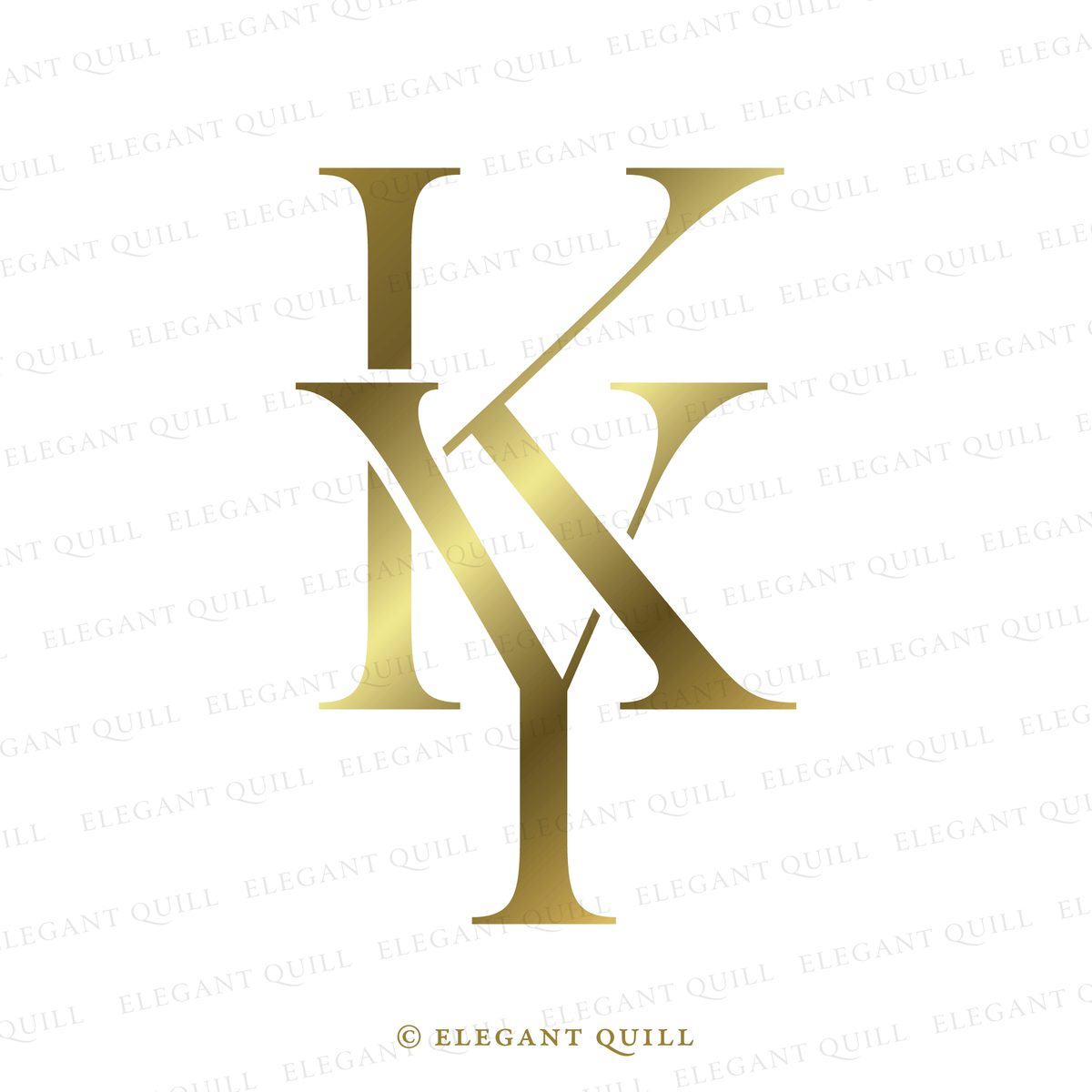 Gobo Wedding Monogram, KY Initials Logo – Elegant Quill