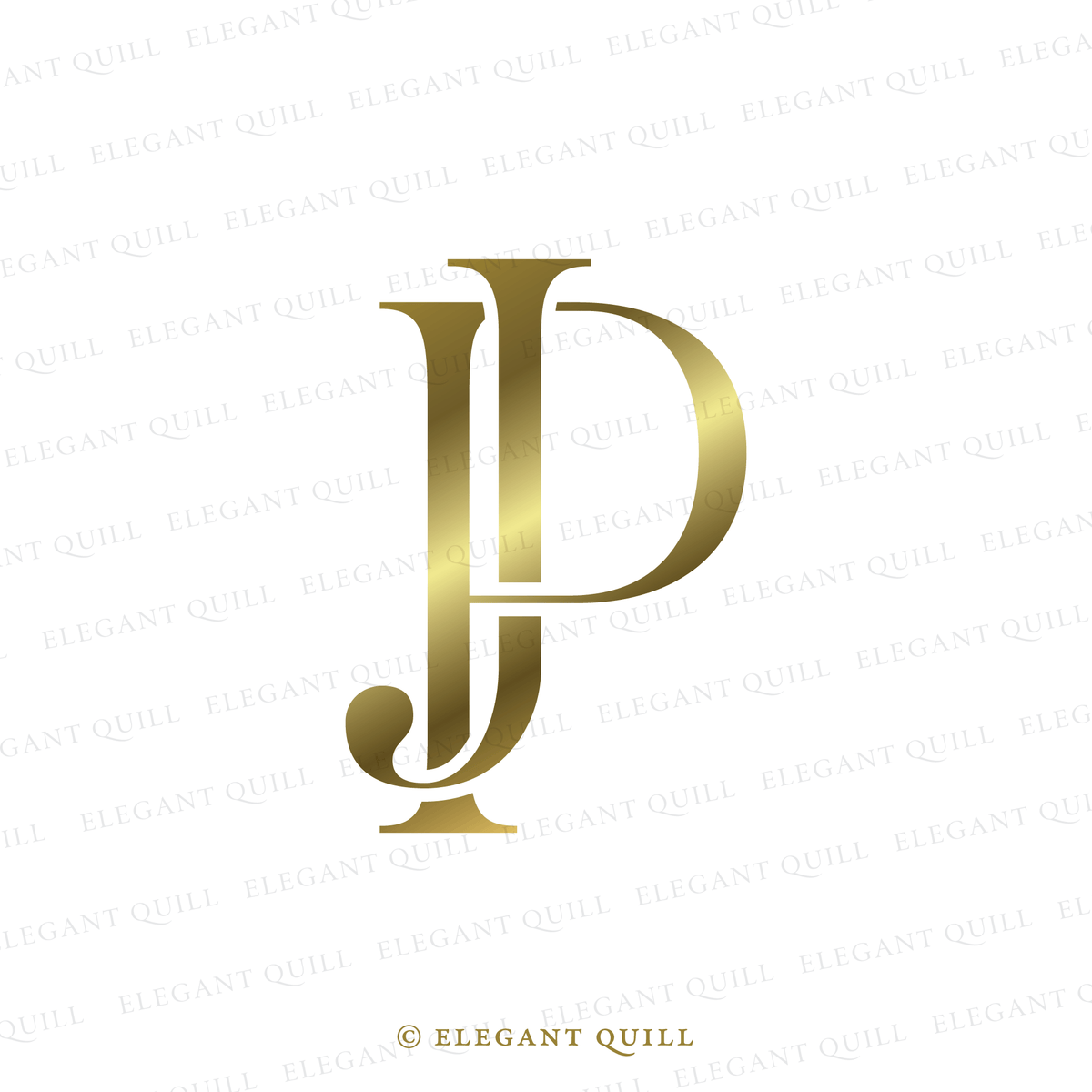 Initials Logo, JP – Elegant Quill