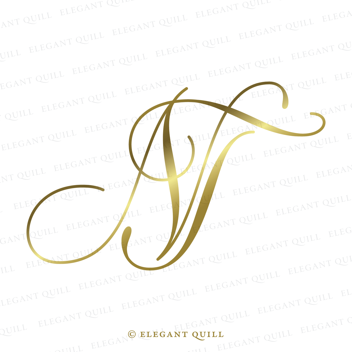 Initials Logo Design, NT – Elegant Quill