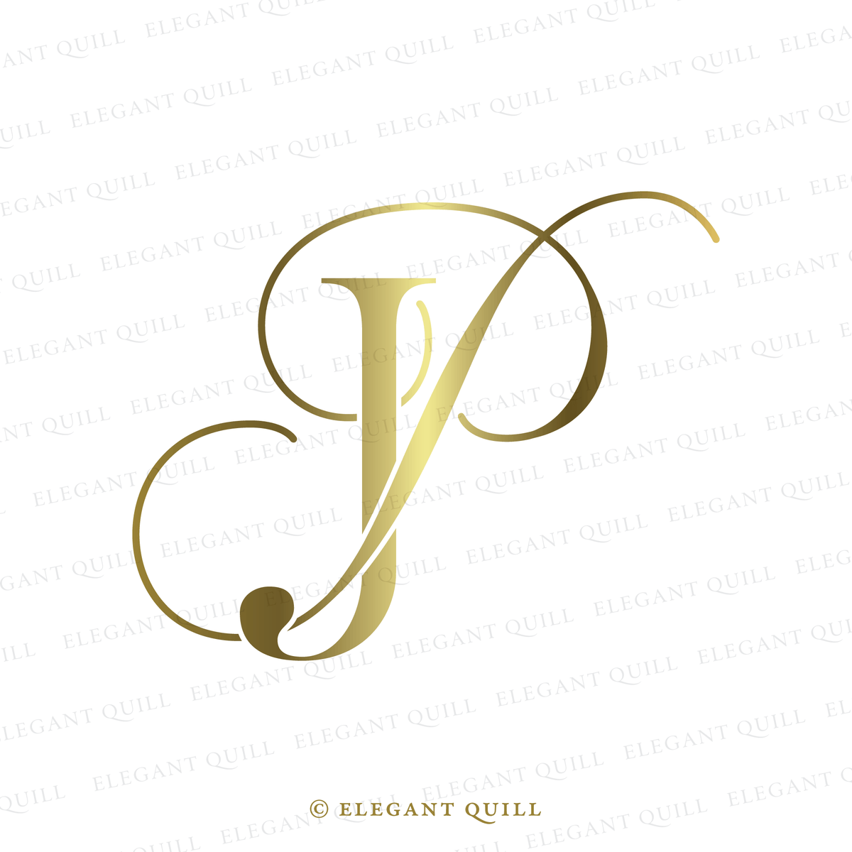 Initials Logo Design, PJ – Elegant Quill