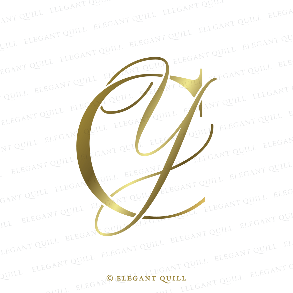Initials Logo Design, YC – Elegant Quill