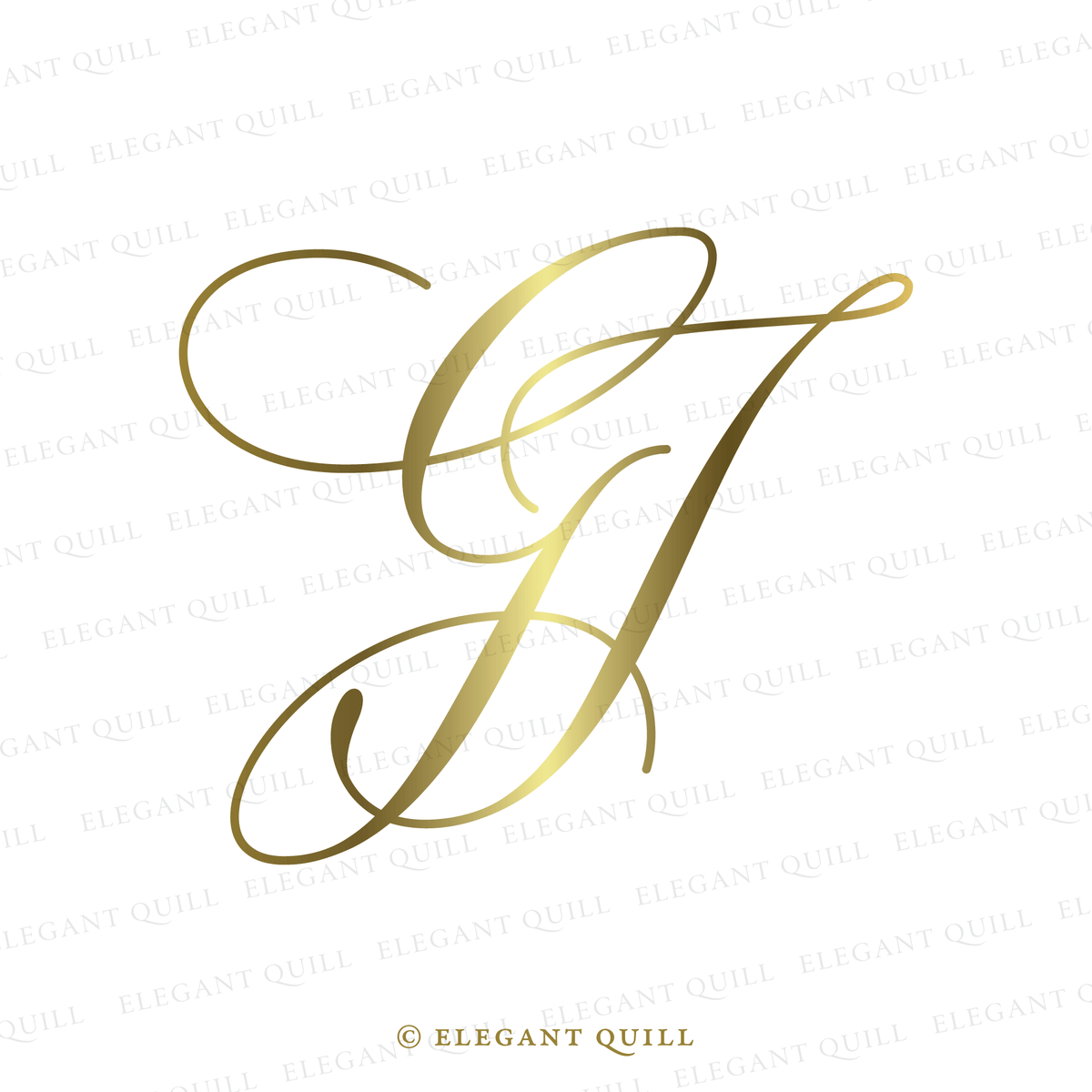 Married Couple Monogram, GI Initials Logo – Elegant Quill