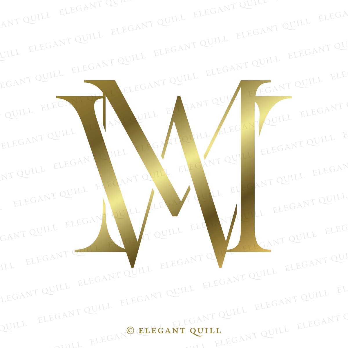 Married Couple Monogram, MW Initials Logo – Elegant Quill