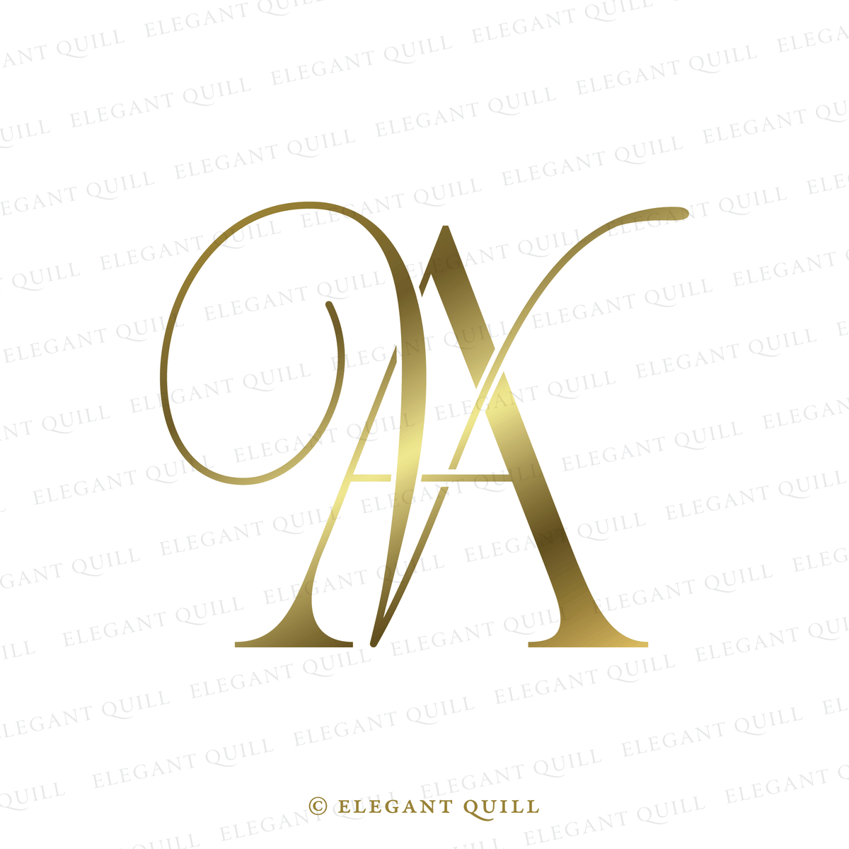 Married Couple Monogram, VA Initials Logo – Elegant Quill