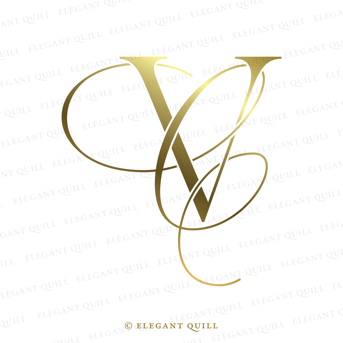 Modern Logo Design, CV Initials – Elegant Quill