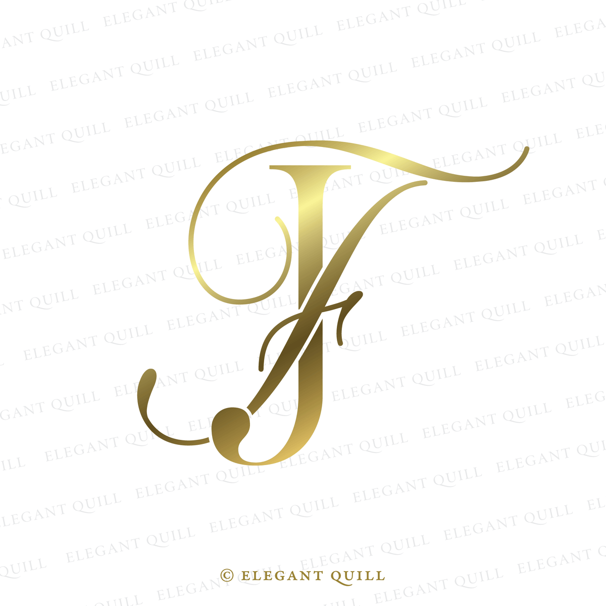 Modern Wedding Monogram, FJ Initials Logo – Elegant Quill