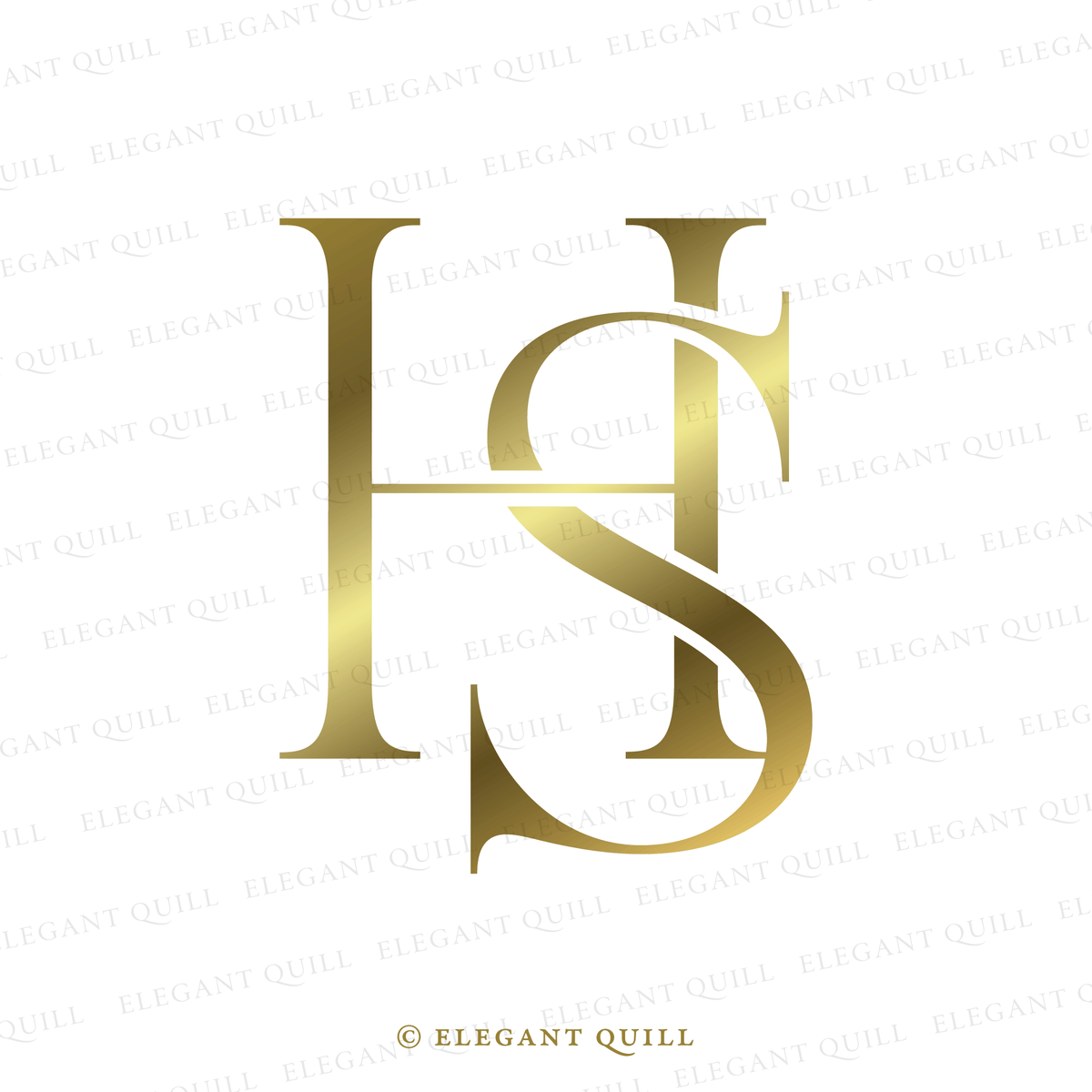 Modern Wedding Monogram, HS Initials Logo – Elegant Quill