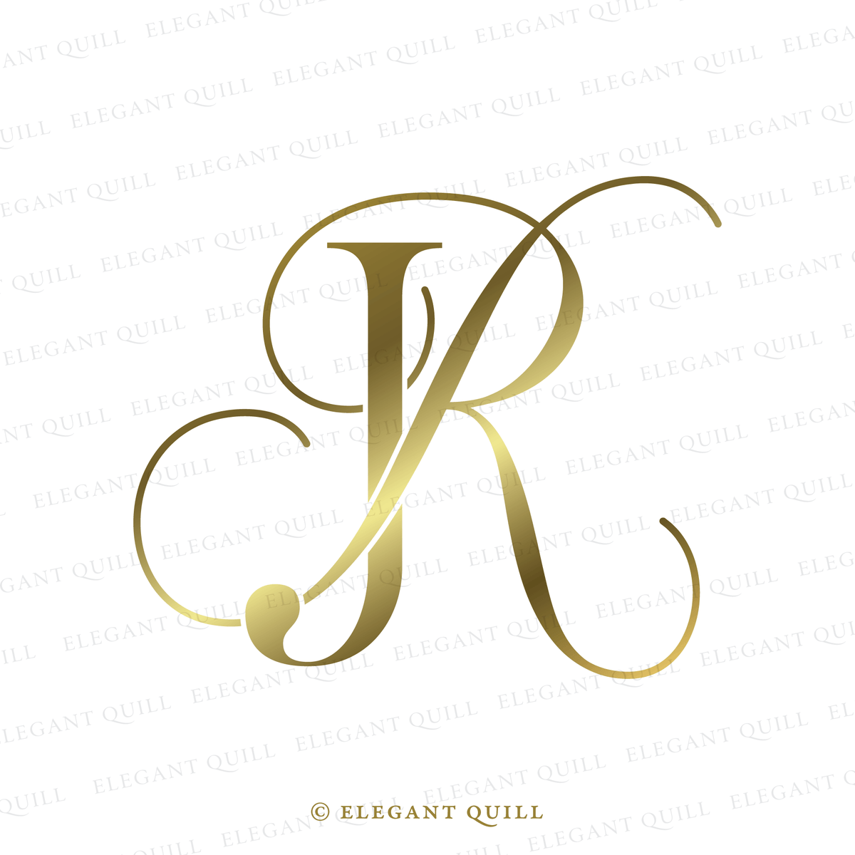 Modern Wedding Monogram, RJ Initials Logo – Elegant Quill