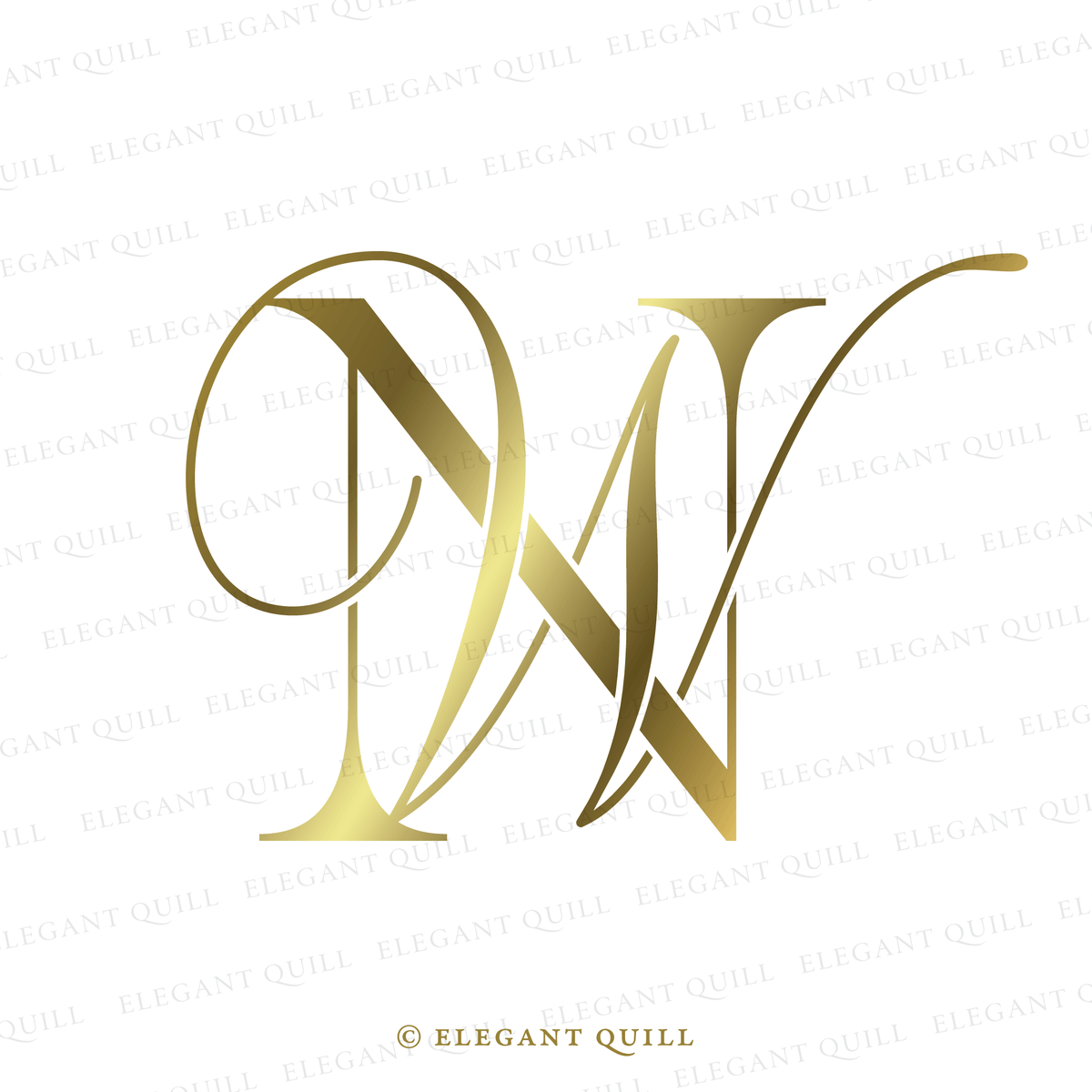 Monogram, WN Initials Logo – Elegant Quill