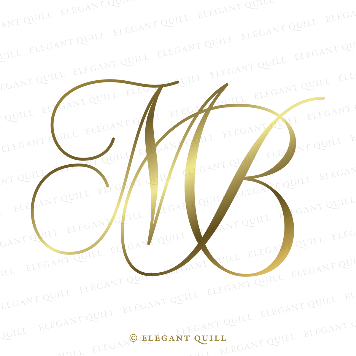 Monogram Logo, BM Initials – Elegant Quill