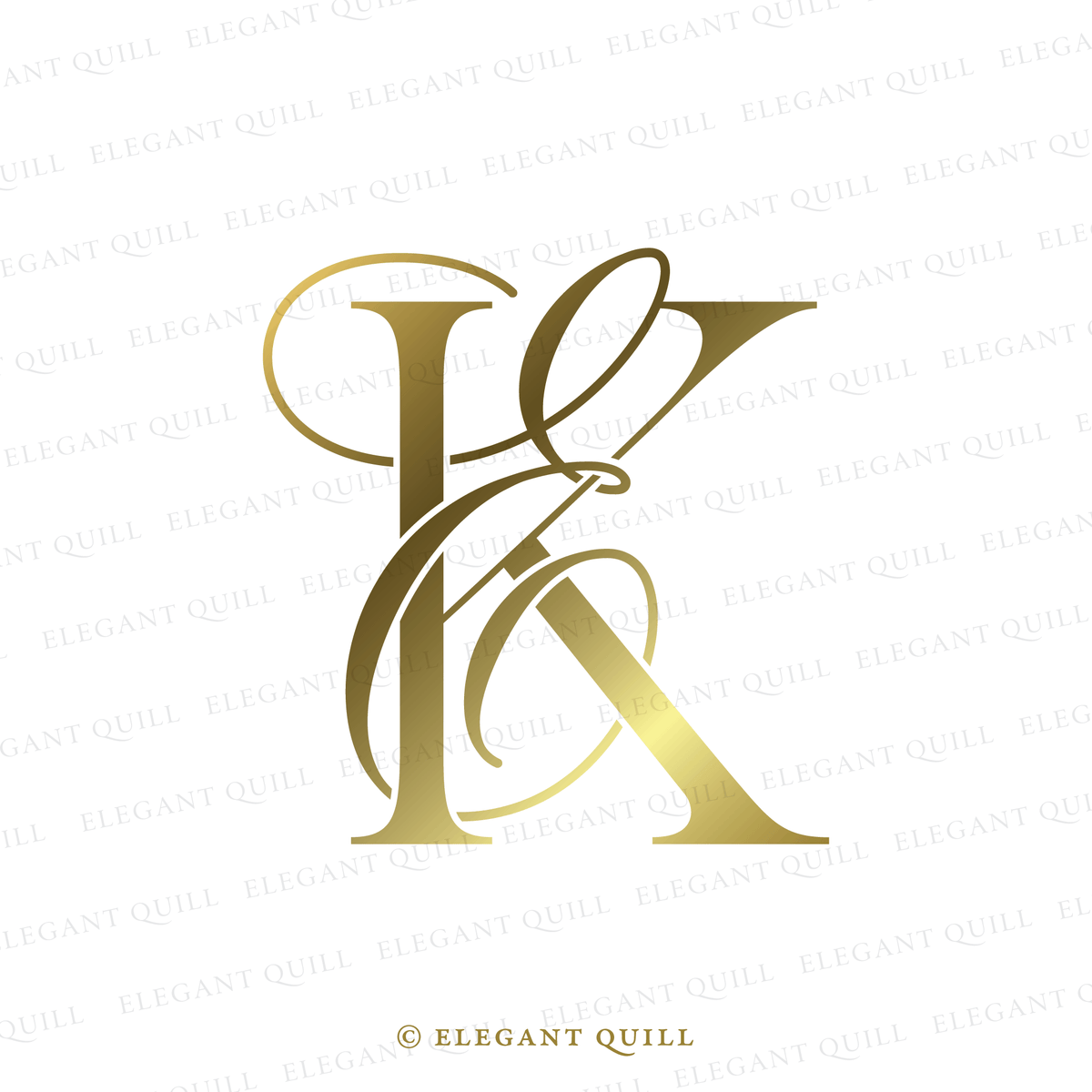 Monogram Logo, EK Initials – Elegant Quill