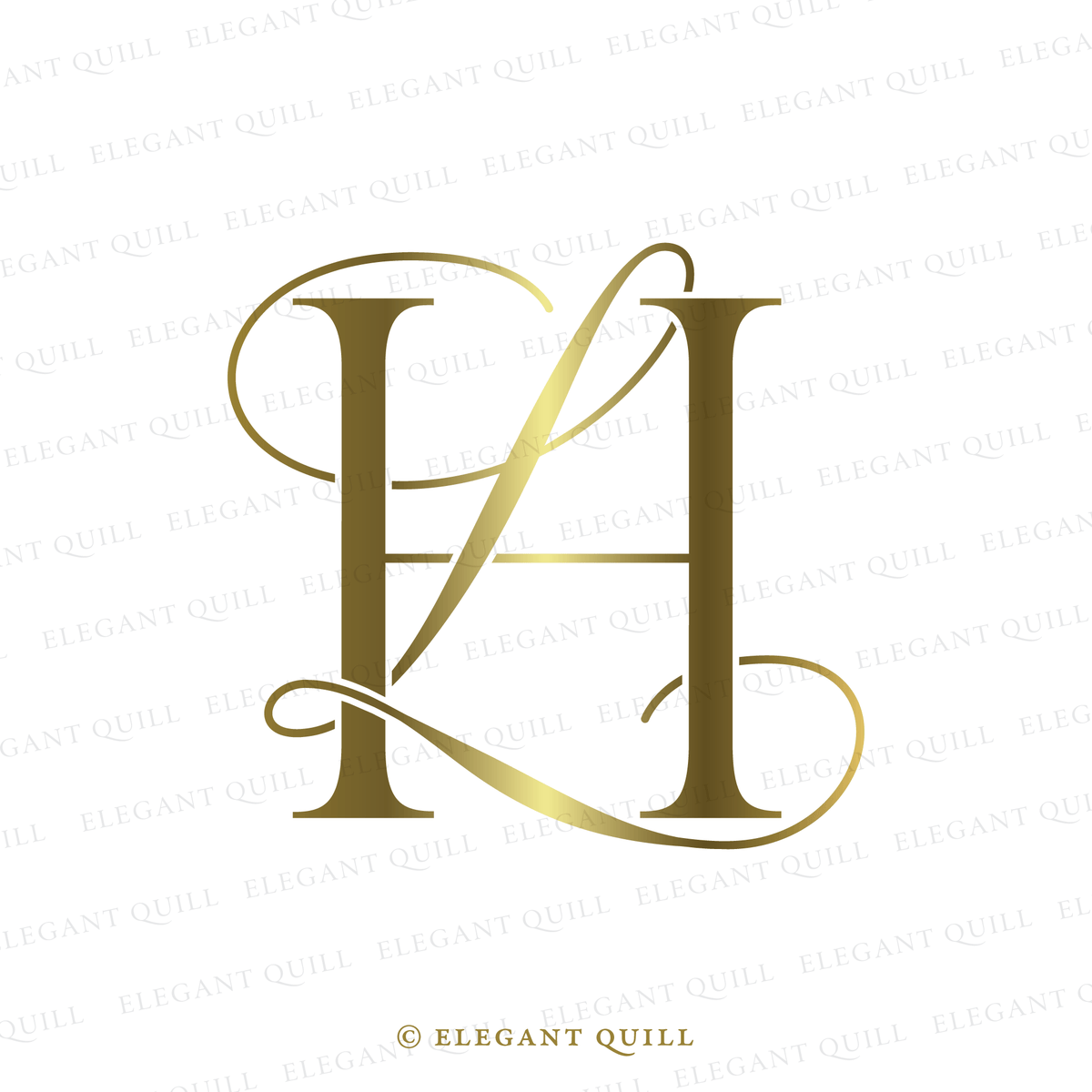 Monogram Logo, LH Initials – Elegant Quill
