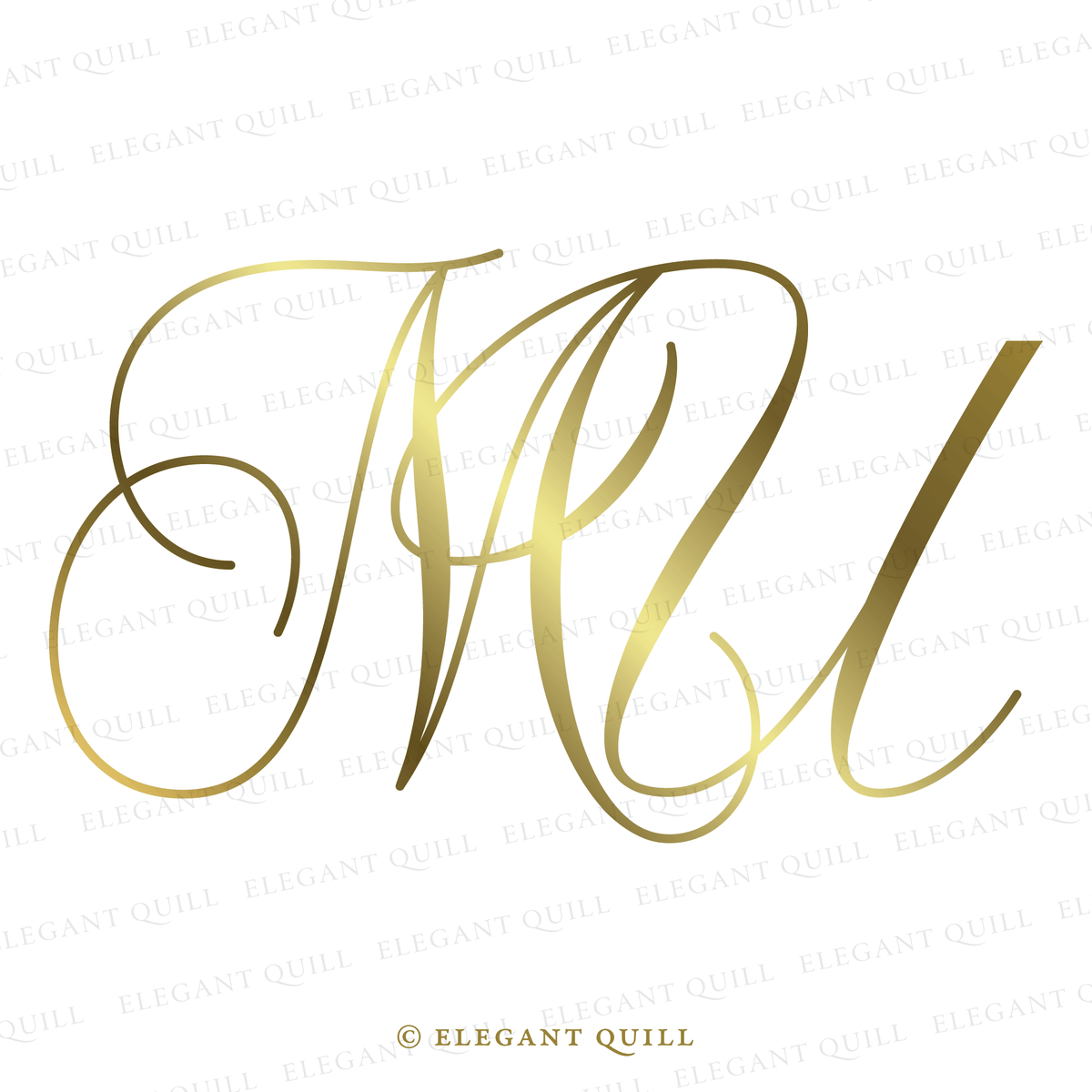 Monogram Logo, MU Initials – Elegant Quill