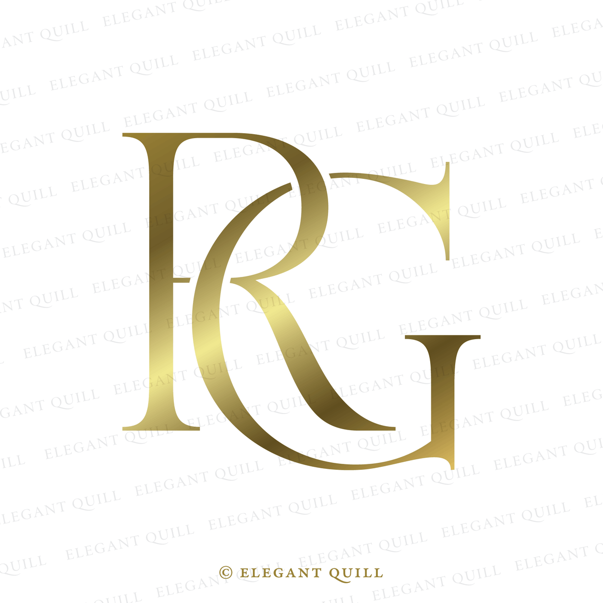 Monogram Logo Design, GR Initials – Elegant Quill