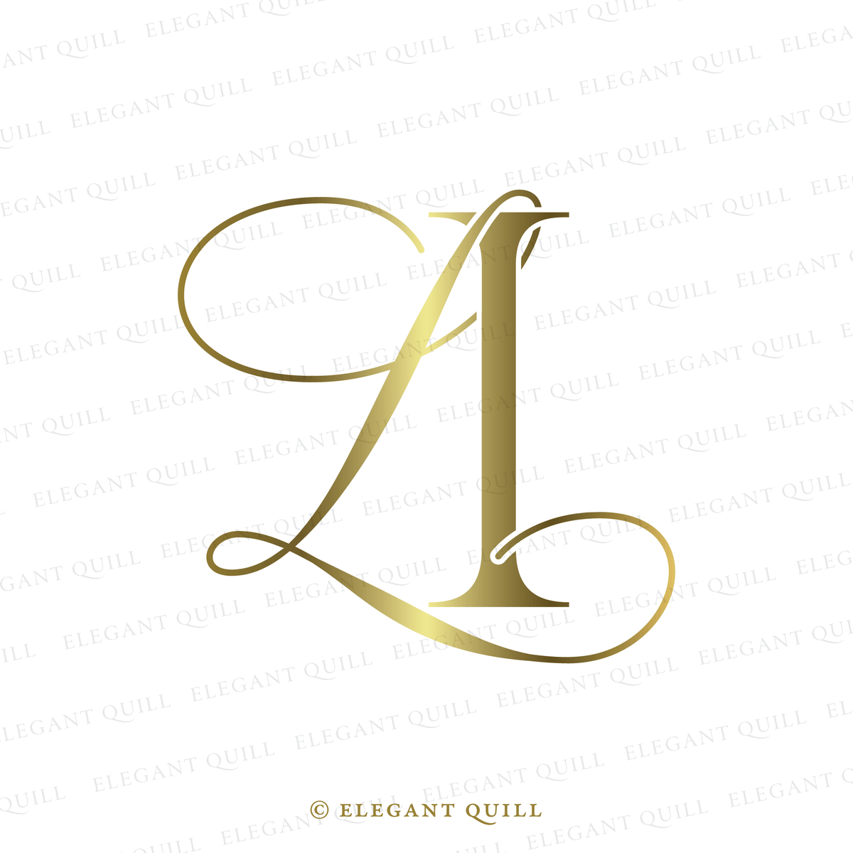 Monogram Logo Design, LI Initials – Elegant Quill