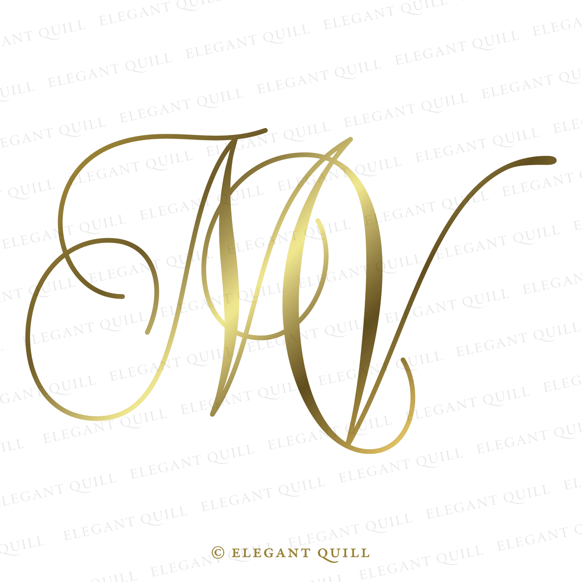 Monogram Logo Design, MV Initials – Elegant Quill