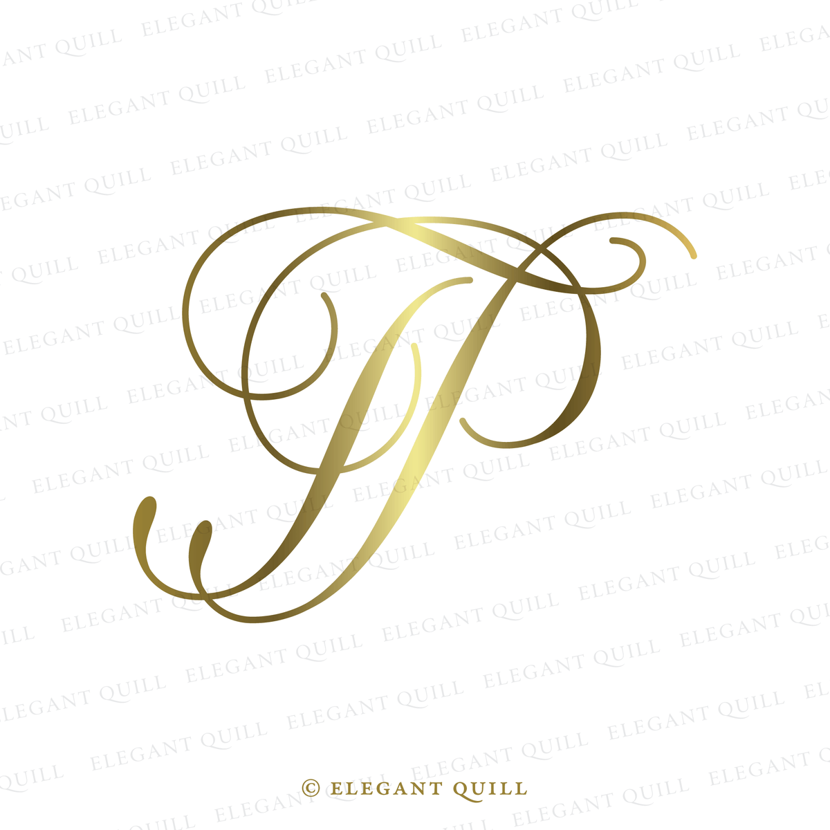Monogram Logo Design, PT Initials – Elegant Quill
