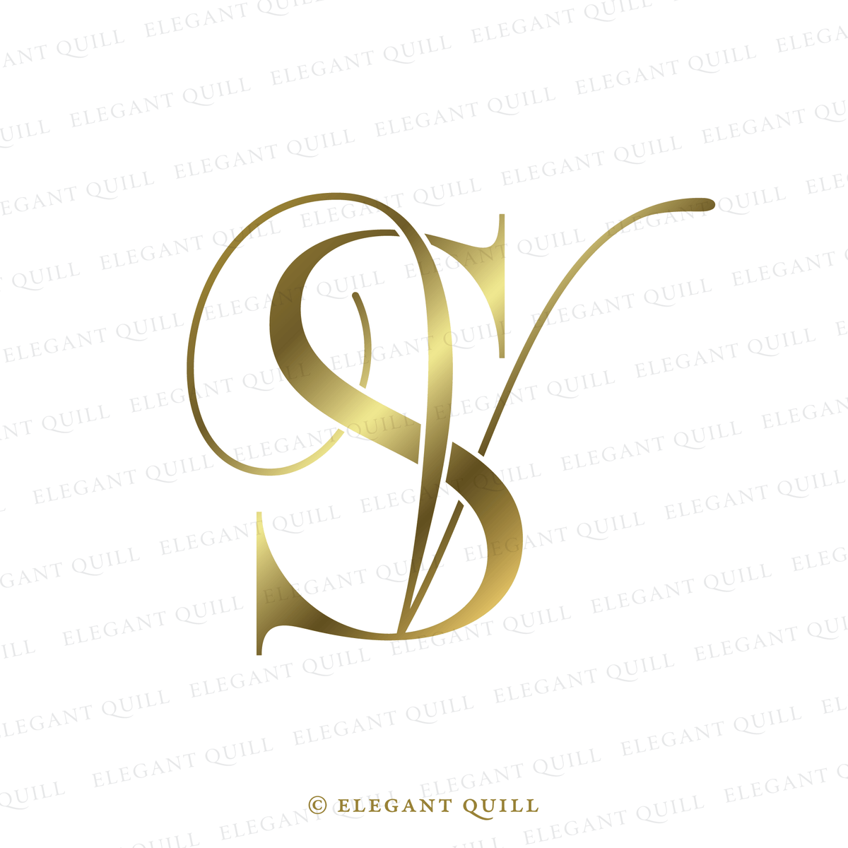 Monogram Logo Design, VS Initials – Elegant Quill