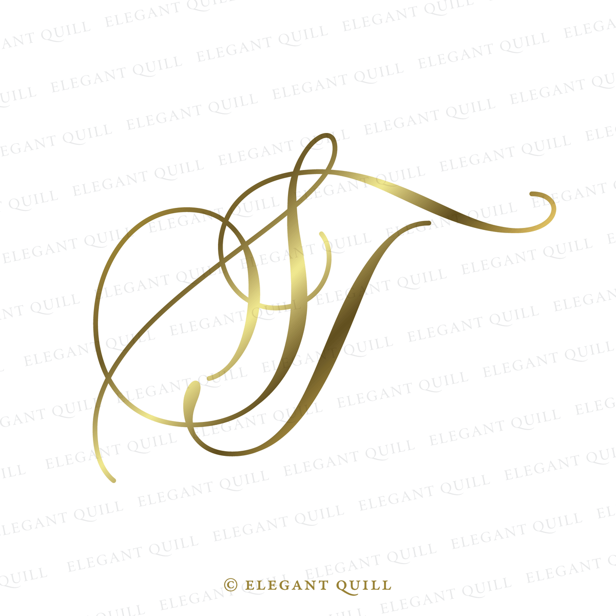 Personal Brand Logo, ST Initials – Elegant Quill