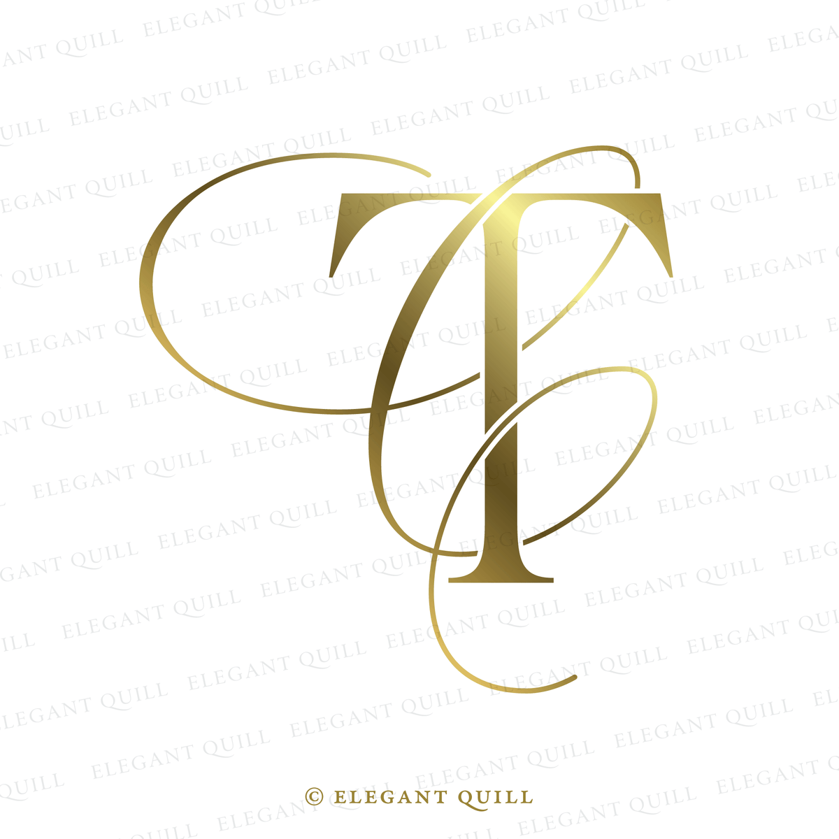 Premade Logo, CT Initials – Elegant Quill