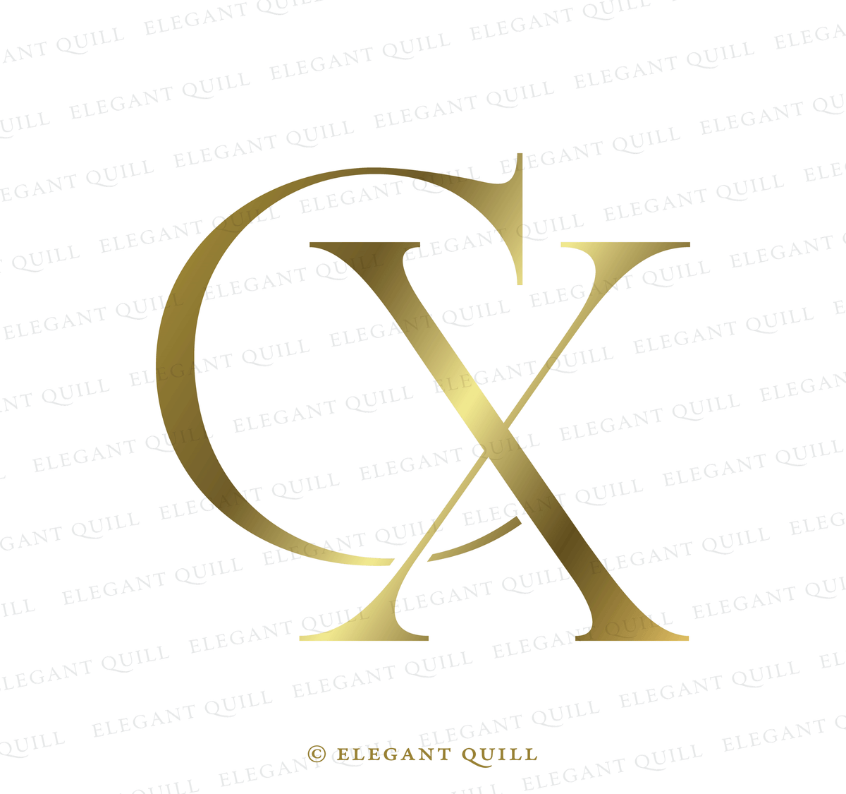 Premade Logo, CX Initials – Elegant Quill