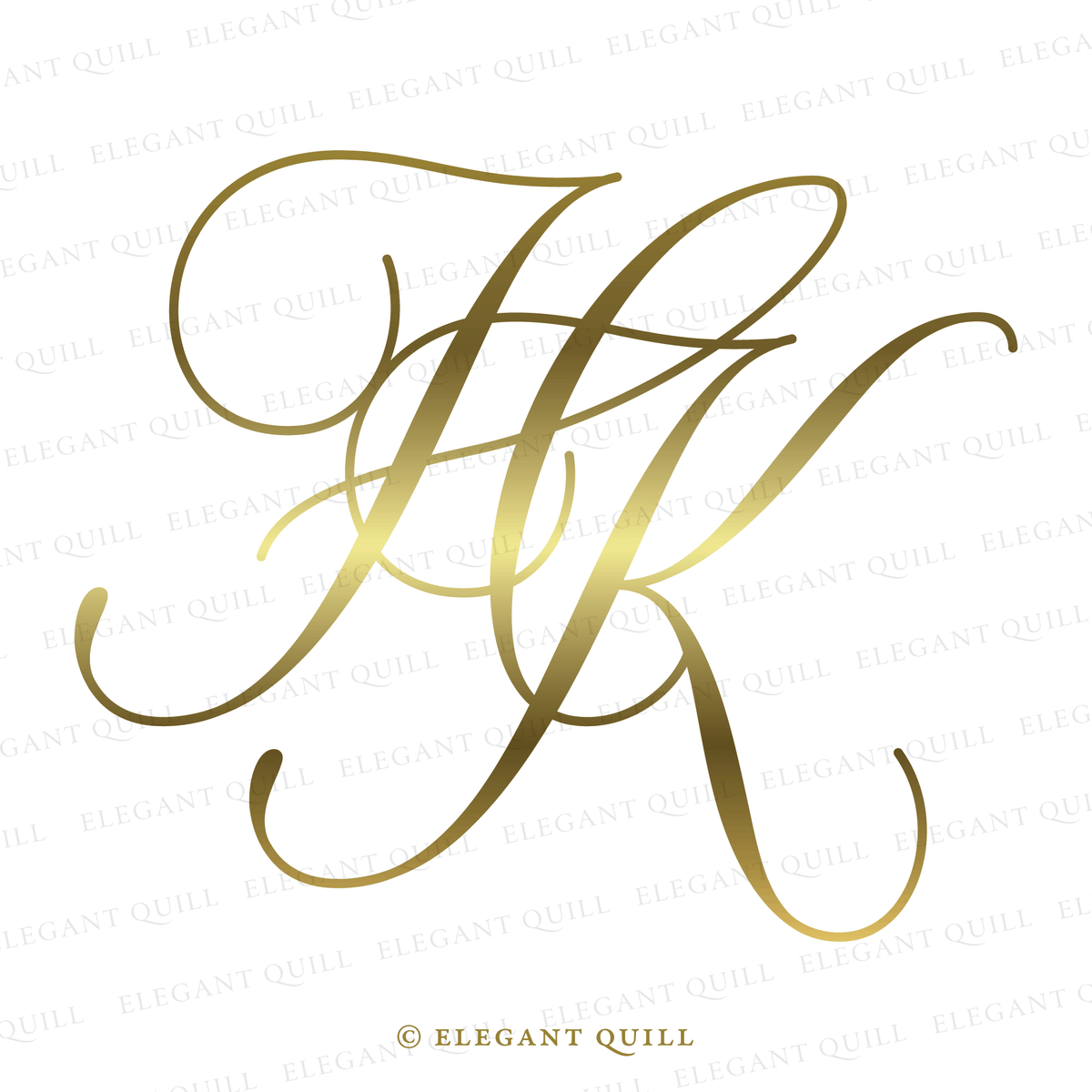 Premade Logo, HK Initials – Elegant Quill