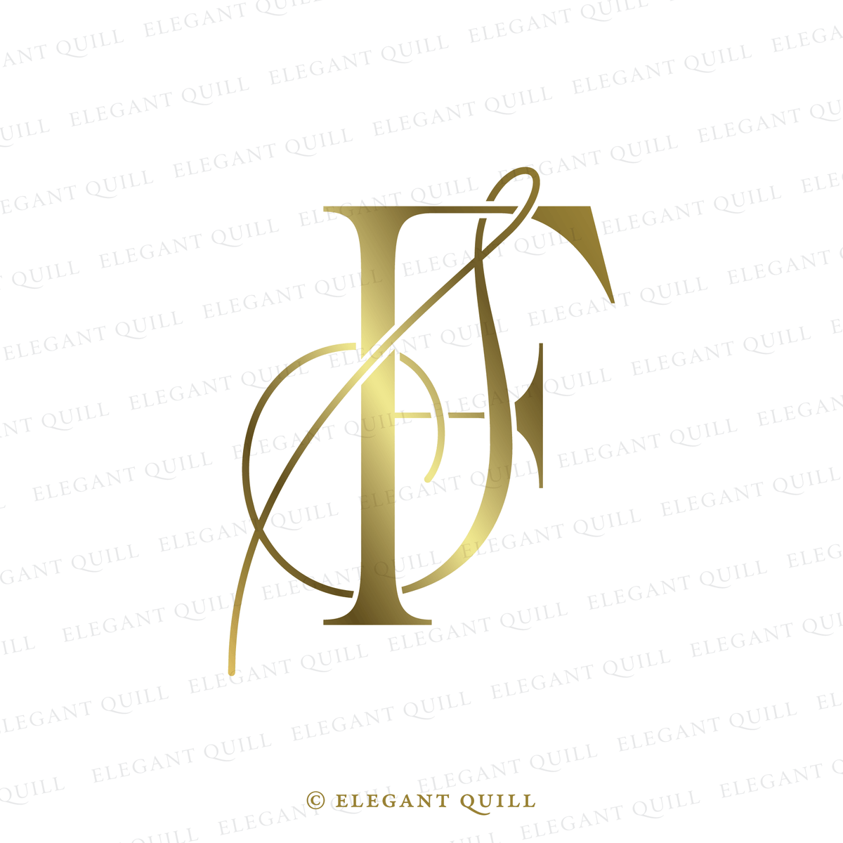 Premade Logo, SF Initials – Elegant Quill
