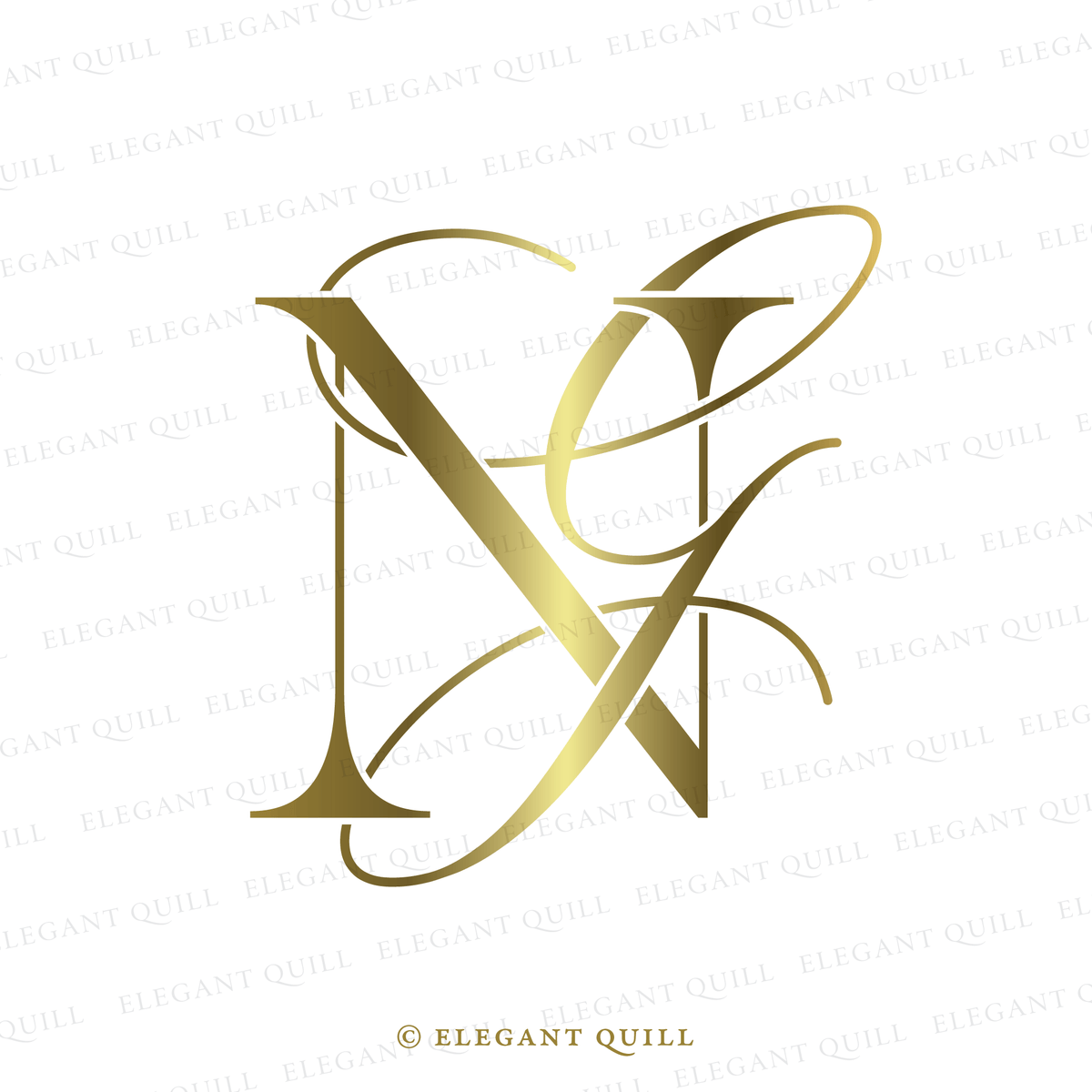 Script Logo, GN Initials – Elegant Quill