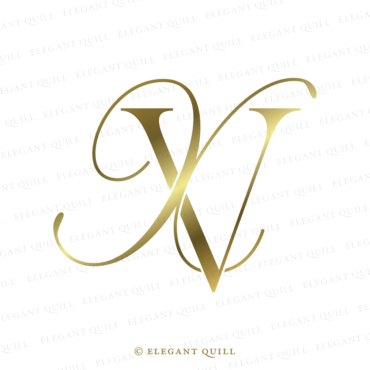 Script Logo, XV Initials – Elegant Quill